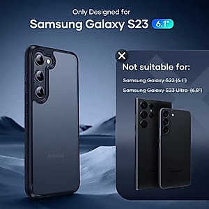 Simtect Shockproof for Samsung Galaxy S23 Case [Military Grade Drop Tested] [Ultimate Silky Touch] Translucent Matte Hard Back & Soft Edge Slim Protective Phone Case for Galaxy S23 5G 6.1"-Black