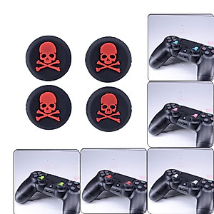 4PCS Skull Silicone Thumb Stick Grip Cap Joystick Thumbsticks Caps Cover for PS4 PS3 Xbox One PS2 Xbox 360 Game Controllers Replacement (Green Skull)