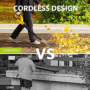 OMOTE Cordless Leaf Blower with Battery & Charger, Low Noise, Lightweight, Easy One-Button Control, Battery Powered, 177 CFM for Blowing Leaves, Lawn Care, Dust & Other Debris