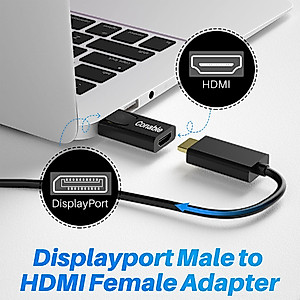 DisplayPort to HDMI Adapter 3 Pack, 4K Uni-Directional Gold Plated DP PC to HDMI Monitor, Male to Female Converter, Compatible with DisplayPort Source Devices