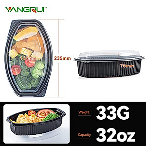 YANGRUI Take Out Containers, Shrink Wrap 40 Pack 32oz Leak Proof Reusable Machine Washable Meal Prep Container BPA Free Microwave Freezer Safe To Go Containers