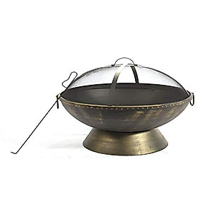 Bond Manufacturing 52117 Aramis 30" Round Wood Burning Steel Fire Pit, Brushed Bronze