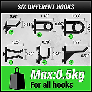 SWANLAKE 8PCS Black Plastic Pegboard Panels, 152"Wide Garage Tool Pegboard