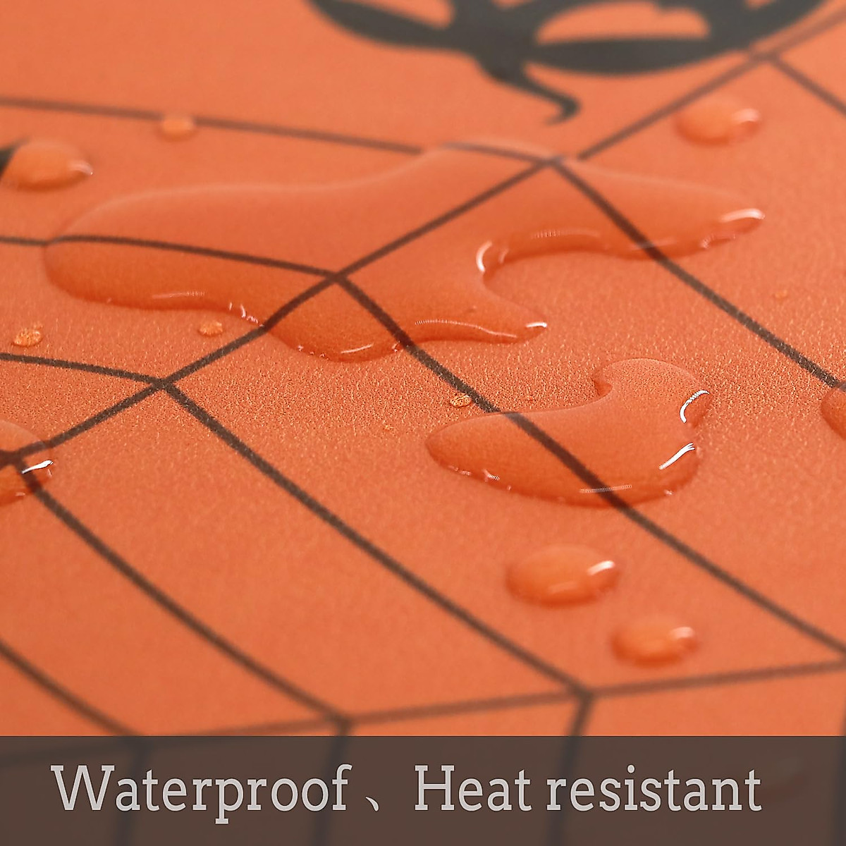 FemGe Halloween Placemats Set of 4 Ghost Bat Horror Orange Table Mats Round Faux Leather Thick Placemats Machine Washable Non-Slip Heat Resistant Place Mats for Kitchen Table Holiday Decor 14 Inch