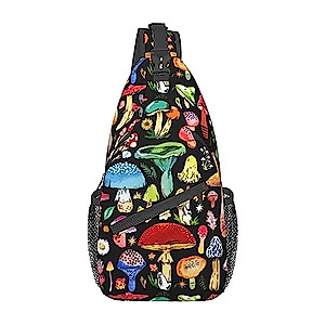 HGWQYHG Mushroom Sling Backpack,Colorful Mushroom Gifts Crossbody Bag For Women Men Sling Bag Travel Hiking Shoulder Chest Bag Daypack Unisex