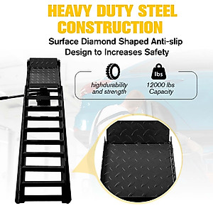 Aoile 2PCS Auto Car Truck Service Ramps Lifts,11023lbs(5T) Garage Car Lift Hydraulic Ramps,Portable Car Ramps for Oil Changes High Lift,Lift Repair Frame Lift Height Adjust 9.8"-15" (Black)