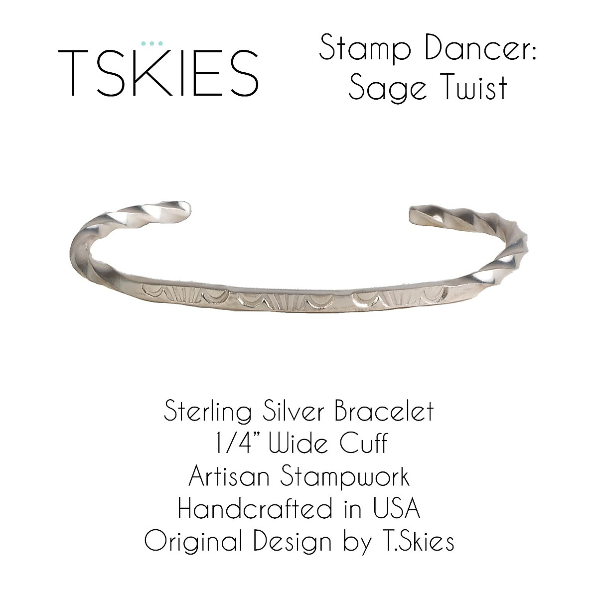 Turquoise Skies TSKIES Stamp Dancer: Sage Twist Sterling Silver Stacker Bracelet (small)
