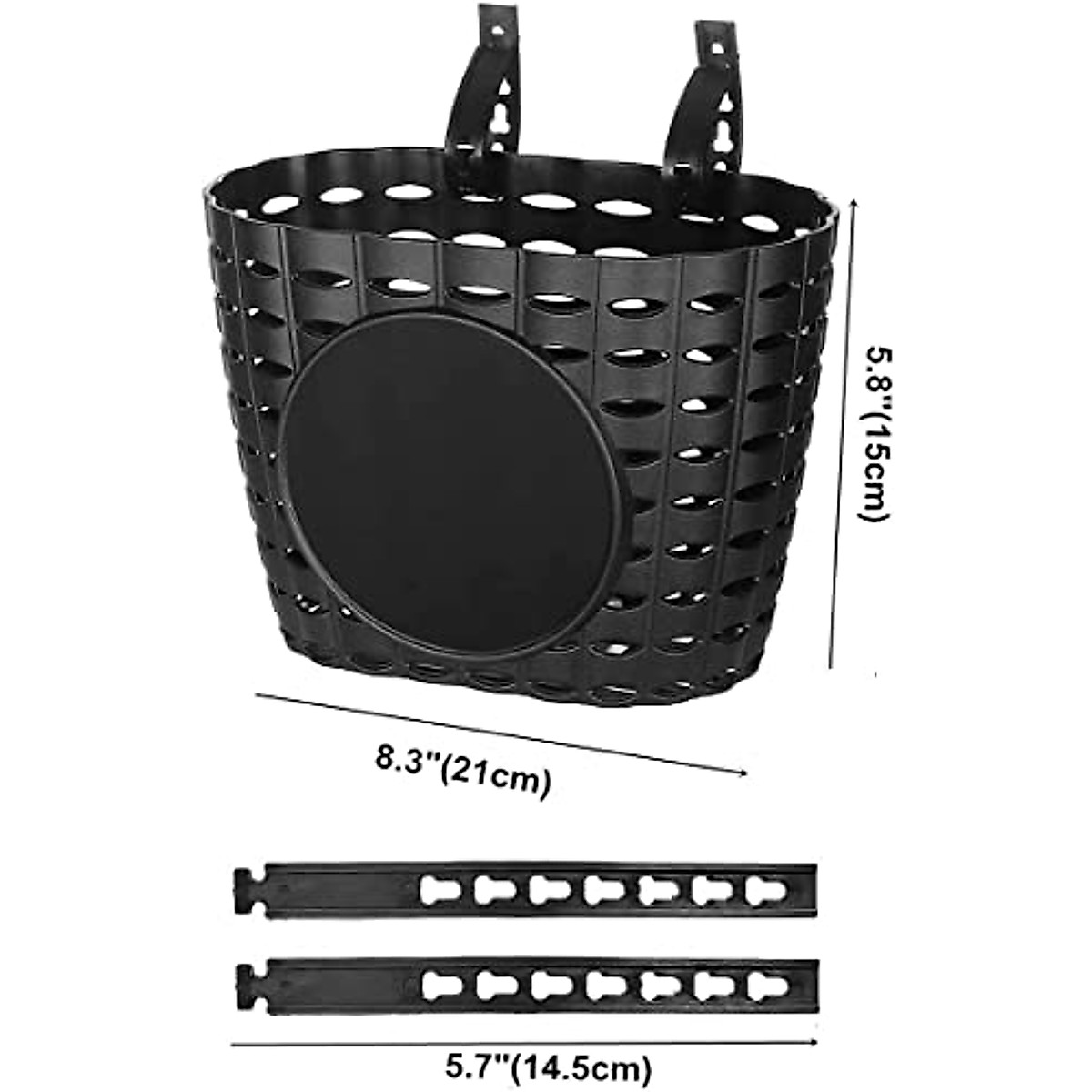 CHILDHOOD Kids Bike Basket with Cute Stickers and Adjustable Straps, Bike Basket for Girls Boys (Black 2)