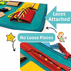 SousBear Toddler Busy Board 1+ Year Old, Sensory Board for Toddlers 2 3 4, Engaging Activity Board Gifts for Girls & Boys, Fun & Educational Montessori Busy Board, Travel, Car, Airplane,