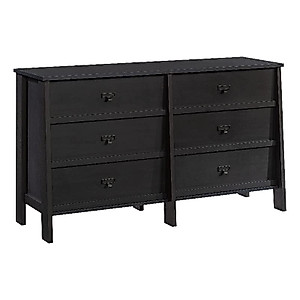Sauder Trestle Engineered Wood 6 Drawer Dresser in Raven Oak
