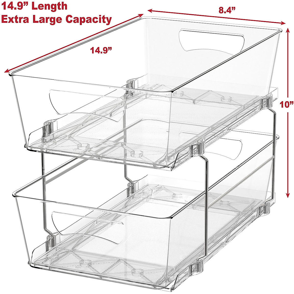 Simple Houseware 2 Tier Basket Drawer Cabinet Pull-Out Organizer, Clear