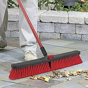 Libman Commercial 805 Multi-Surface Push Broom, 64" Length, 24" Width, Black/Red (Pack of 4)