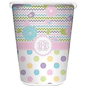 RNK Shops Girly Girl Waste Basket - Single Sided (White) (Personalized)