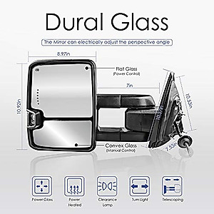 MOSTPLUS Power Heated Towing Mirrors Compatible for Chevy Silverado GMC Serria 2014-2019 w/Sequential Turn light, Parking Lamp, Running Light (Set of 2) Not for diesel truck (Chrome)