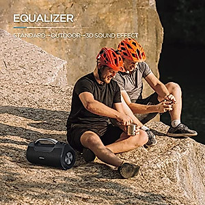 MIATONE 60W Portable Bluetooth Speaker with Titanium Subwoofer, Outdoor Waterproof Wireless Loud Portable Big Bluetooth Speakers, Build-in Power Bank for Camping Garden Party(Black)