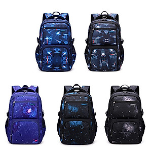 JiaYou Boys Men Backpack High University School Bag Travel Daypack 3pcs Backpack Sets(Dark Blue Star-3pcs,30 Liters)