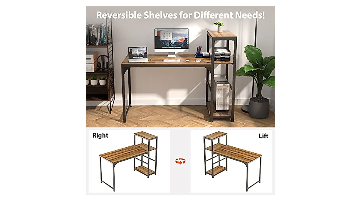 DESIGNA 55-Inch Computer Desk with Shelves - Modern Study Table