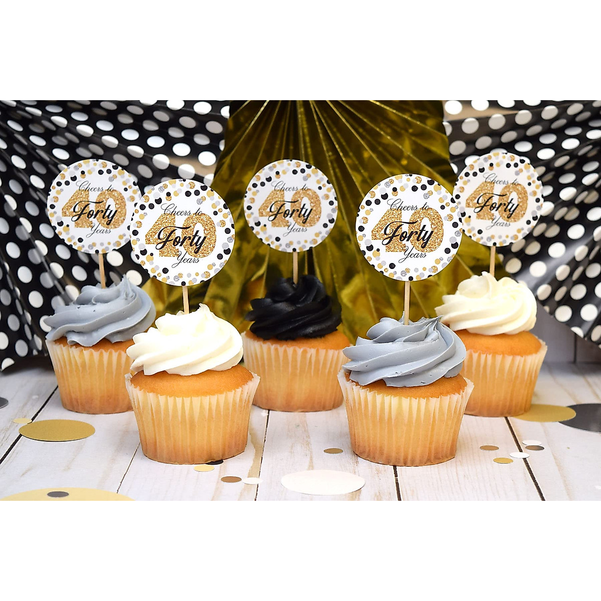 Cheers to 40 Years Party Sticker Labels, 40 2" Party Circle Stickers by AmandaCreation, Great for Party Favors, Envelope Seals & Goodie Bags