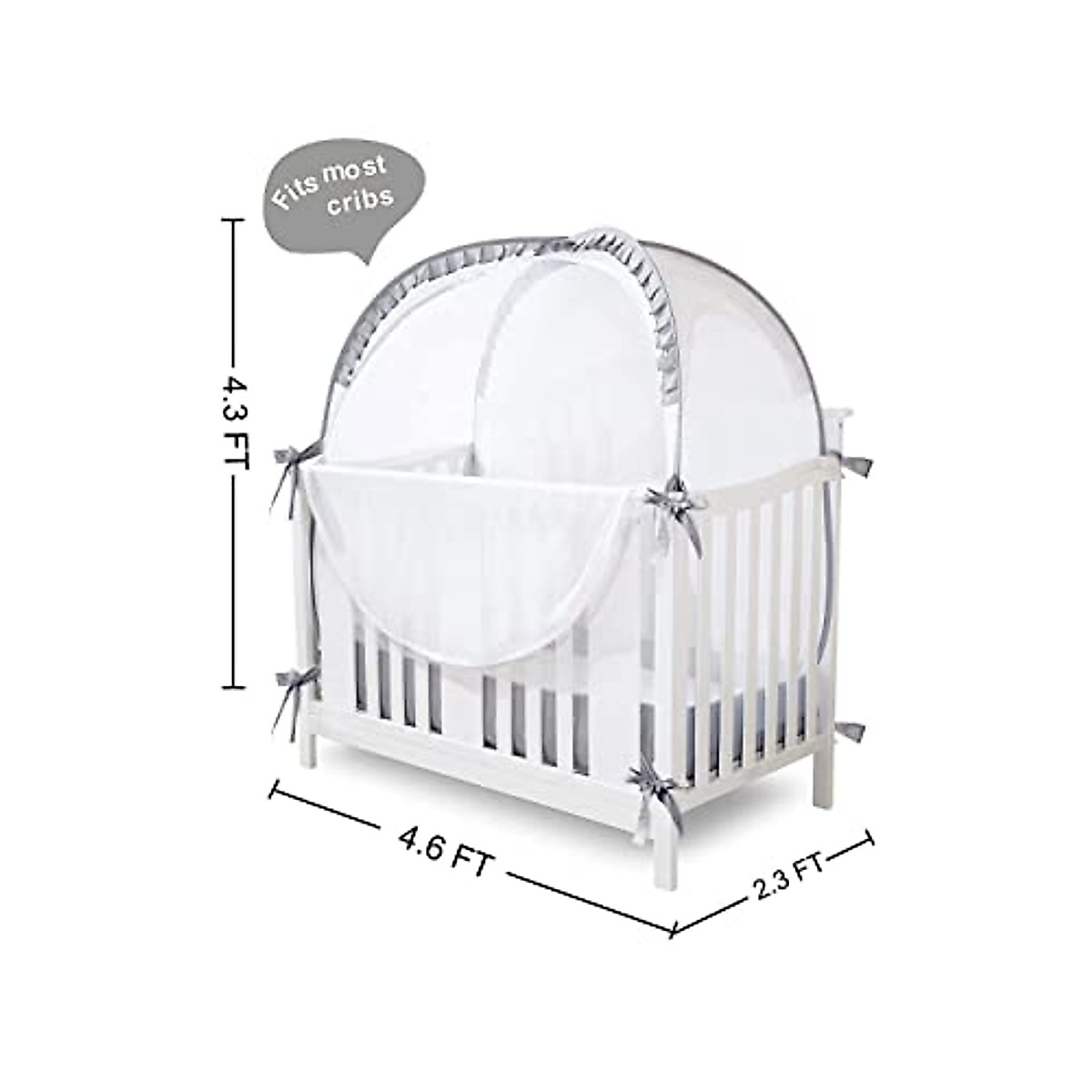 Baby Safety Crib Tent - Premium Toddler Crib Topper to Keep Baby from Climbing Out - See Through Mesh Crib Net - Mosquito Net - Pop-Up Crib Tent Canopy to Keep Infant in