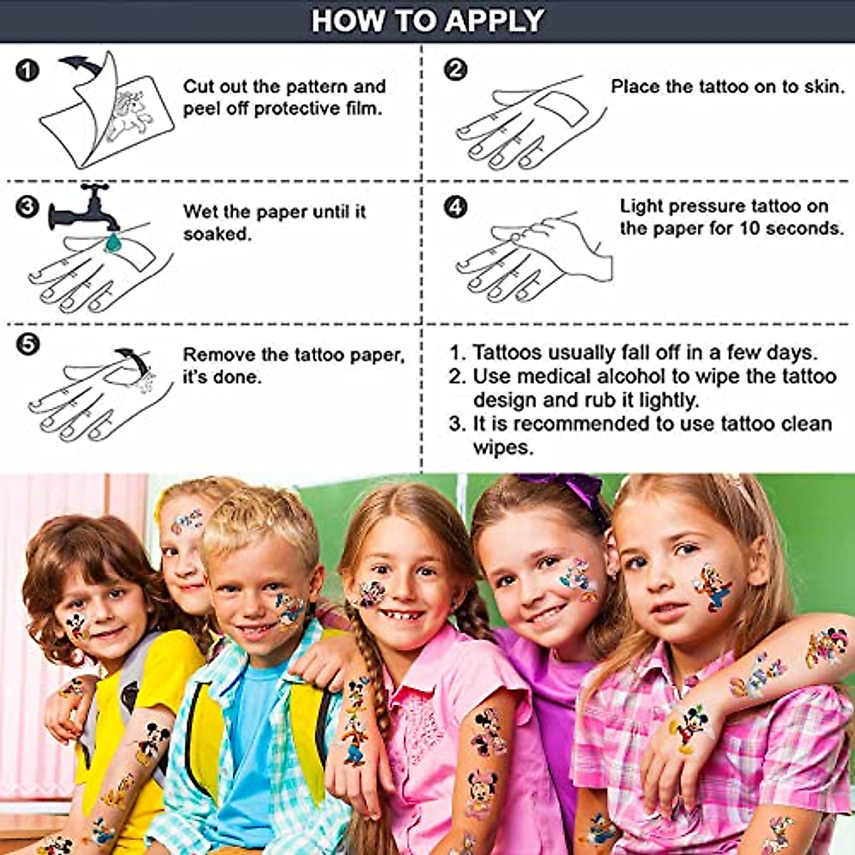 40 PCS Micke Mouse Tattoo Sticker Party Favors, Mouse Temporary Tattoos Mouse Birthday Party Supplies For Kids Boys And Girls Goody Bag Treat Bagfor Water Bottle Phone Skateboard Decoration