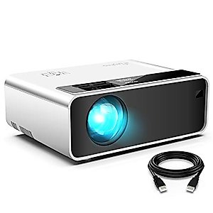 Mini WiFi Projector for iPhone, ELEPHAS Movie Projector with 1080P HD Portable Projector Supported 200" Screen, Compatible with Android/iOS/HDMI/USB/SD/VGA[2021 Latest Version], White