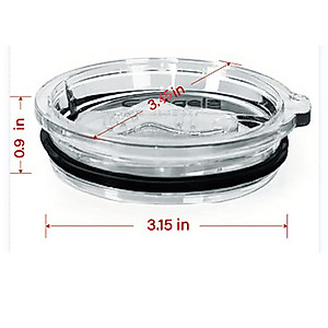 Spill proof coffee mug lids, For 20 oz yeti lids,replacement lids, tumbler lids - Sliding Lids for Yeti,coffee mug lids, Splash Proof, Silicon Slider Locking, Straw Friendly(2pack,clear)