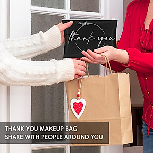 Ireer 100 Pcs Thank You Gift Makeup Bags EVA Clear Cosmetic Bag with Zipper Mini Makeup Thank You Toiletry Cosmetics Bulk Gifts for Women Birthday Daughter Sister(Black)