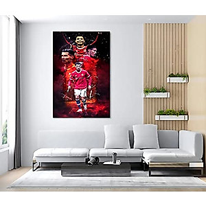 Cristiano Ronaldo CR7 Poster Wall Art Print,Football Sports Decor Superstar Quote Poster,Inspirational Canvas Wall Art Motivational Artwork Modern Home Decor For Living Room,Office,Gym,Classroom Wall Decor,Gifts.(Unframed,16”X24”inches）.