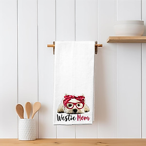 Westie Mom West Highland Terrier Microfiber Kitchen Tea Bar Towel Gift for Animal Dog Lover