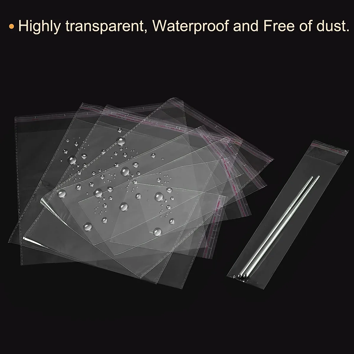 uxcell 300Pcs Clear Cello Bags, 6" x 9" Plastic Self Sealing OPP Cello Treat Bags Cello Poly Bags for Packing Cookies Candy Jewelry Gifts, Clear