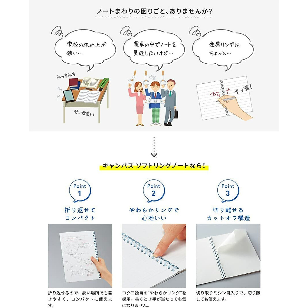 KOKUYO Spiral Lined Notebook, 8.3'' x 5.8'' Pastel Journal A5 Campus Soft Ring Notebooks with Dot 6 mm Ruled, 50 Sheets, Purple 1 Subject Notebook, Note Taking for School. Japan Import (SU-S131BT-V)