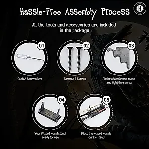 HOTCAN Wooden Magic Wand Holder and Display Stand - Mystical Fusion of Beech Wood and Metal - Owl Emblem Accent