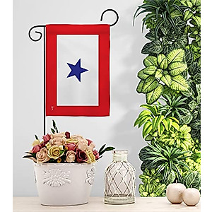 Blue Star Service Garden Flag - Set with Stand Armed Forces Military All Branches Support Honor United State American Veteran Official - House Banner Small Yard Gift Double-Sided 13 X 18.5