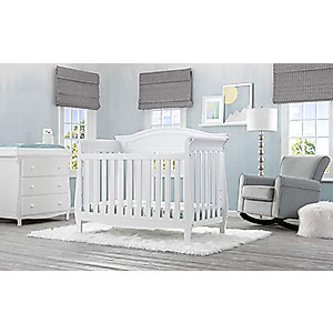 Delta Children Lancaster 4-in-1 Convertible Baby Crib & Twinkle Stars Waterproof Fiber Core Crib and Toddler Mattress, Bianca White