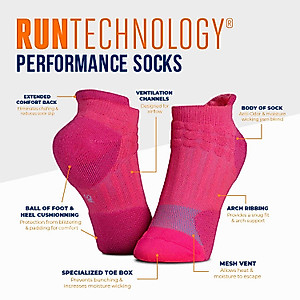 RunTechnology Performance Low-Cut Socks | Pink | Large