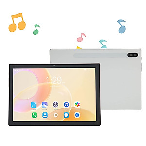 Airshi Desktop Tablet, 5G WiFi 7000mAh IPS Screen 10 Inch Tablet White for Home (US Plug)