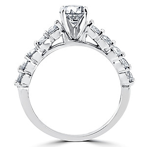 2ct Diamond Engagement Wedding Ring Set 14k White Gold - Size 5