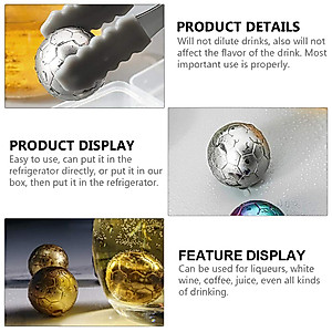 YARDWE 1 Set Stainless Steel Ice Pellets Round Ice Cube Whiskey Rocks Cocktails Ice Maker Beverage Cooling Stones Soccer Ice Cube Tray Round Cooler Stainless Ice Block Ice Cubes Ice Mold