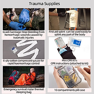 Besst Survivor Comprehensive First Aid Kits- Advanced Trauma Kits with Labeled Compartments, Large Emergencies Medical Kits for Car, Home, Camping and Outdoor Emergencies -252 Piece Set