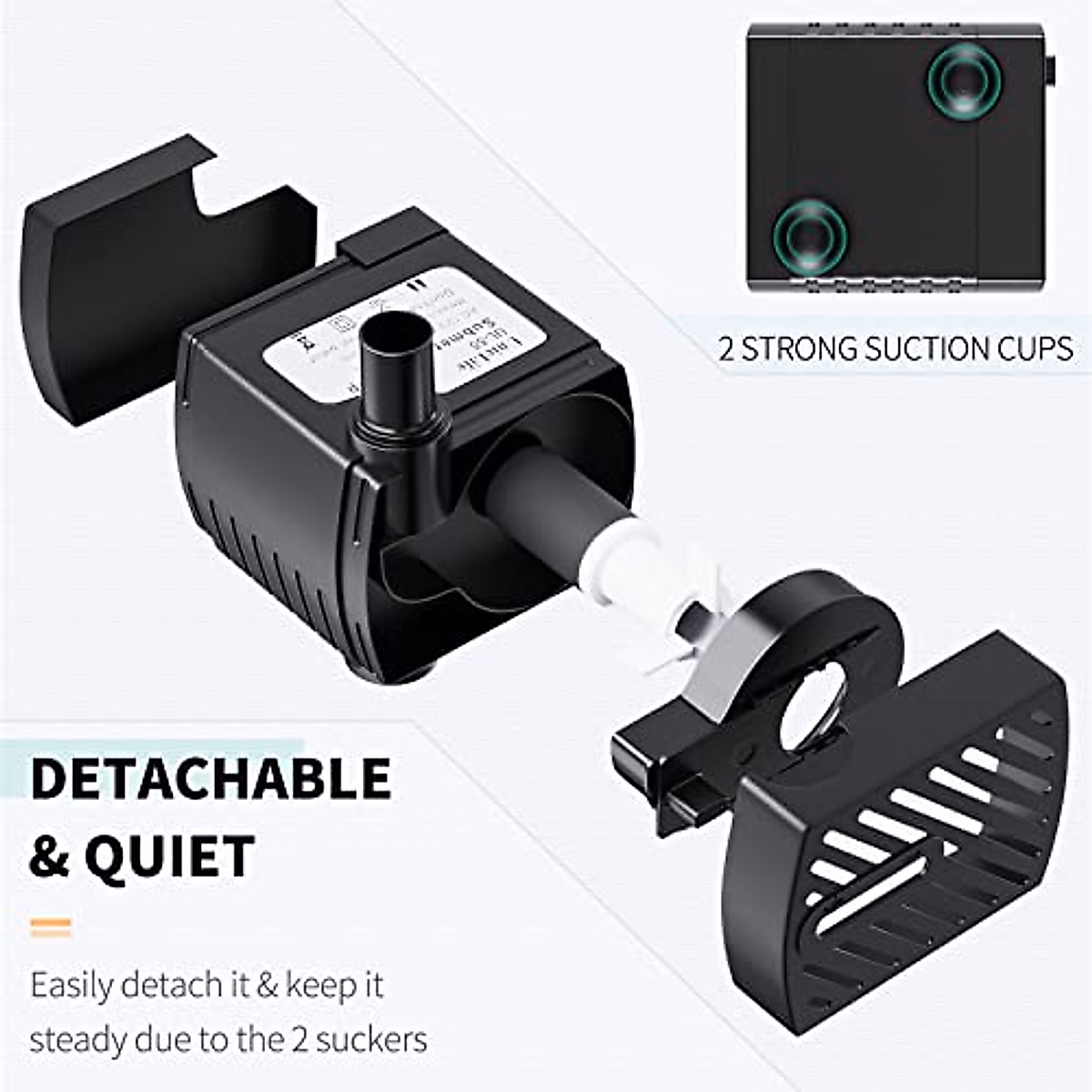Uniclife Pet Replacement Pump 60 GPH 2W 2ft High Lift Quiet Pump for Smart Pet Fountains 12 V Compact Submersible Water Pump with 120 V Converter Adaptor for Nano Fish Tanks Bowls Up to 5 Gallons