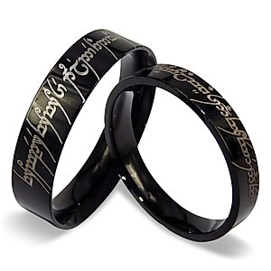 Gemini His and Her Custom Engrave Black Matching Wedding Titanium Rings Set Flat Court Valentine Day Gift