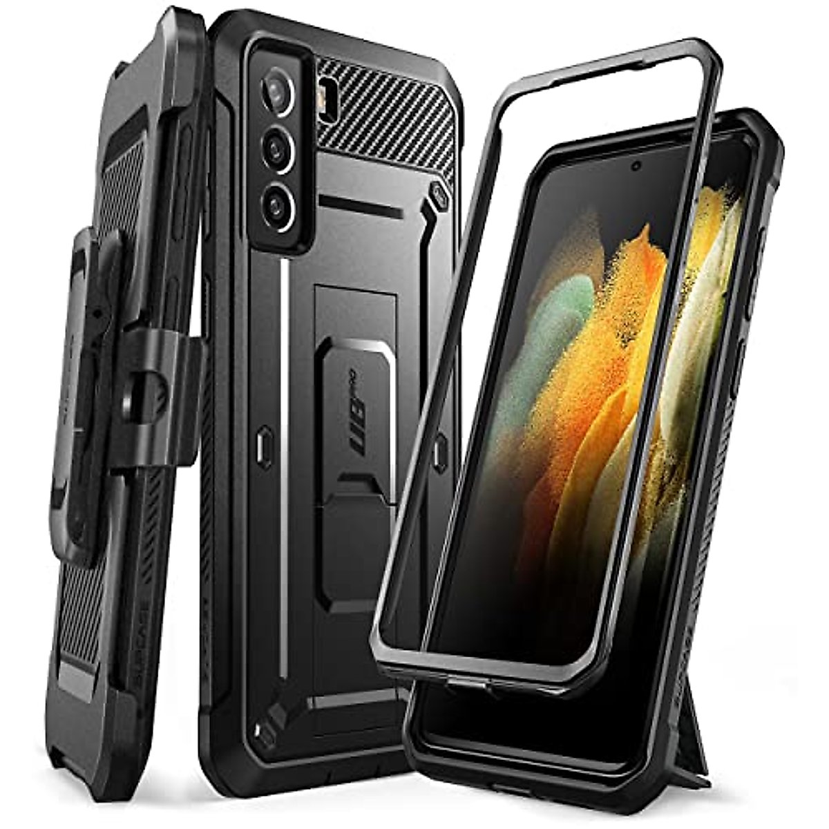 SUPCASE UBPro Series Case for Galaxy S21+ Plus 5G (2021 Release), Full-Body Dual Layer Rugged Holster & Kickstand Case Without Built-in Screen Protector (Black)