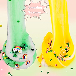 Cloud Slime Kit 5 Pack, with Peachybbies Rainbow Lemon Coffee Slime Charms, DIY Slime Supplies for Girls and Boys, Stress Relief Toy for Kids Education, Party Favor, Gift and Birthday