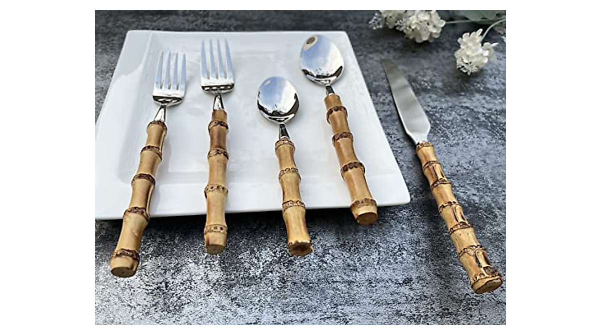 Nature Bamboo Handle Flatware Set - Eco-Friendly Silverware