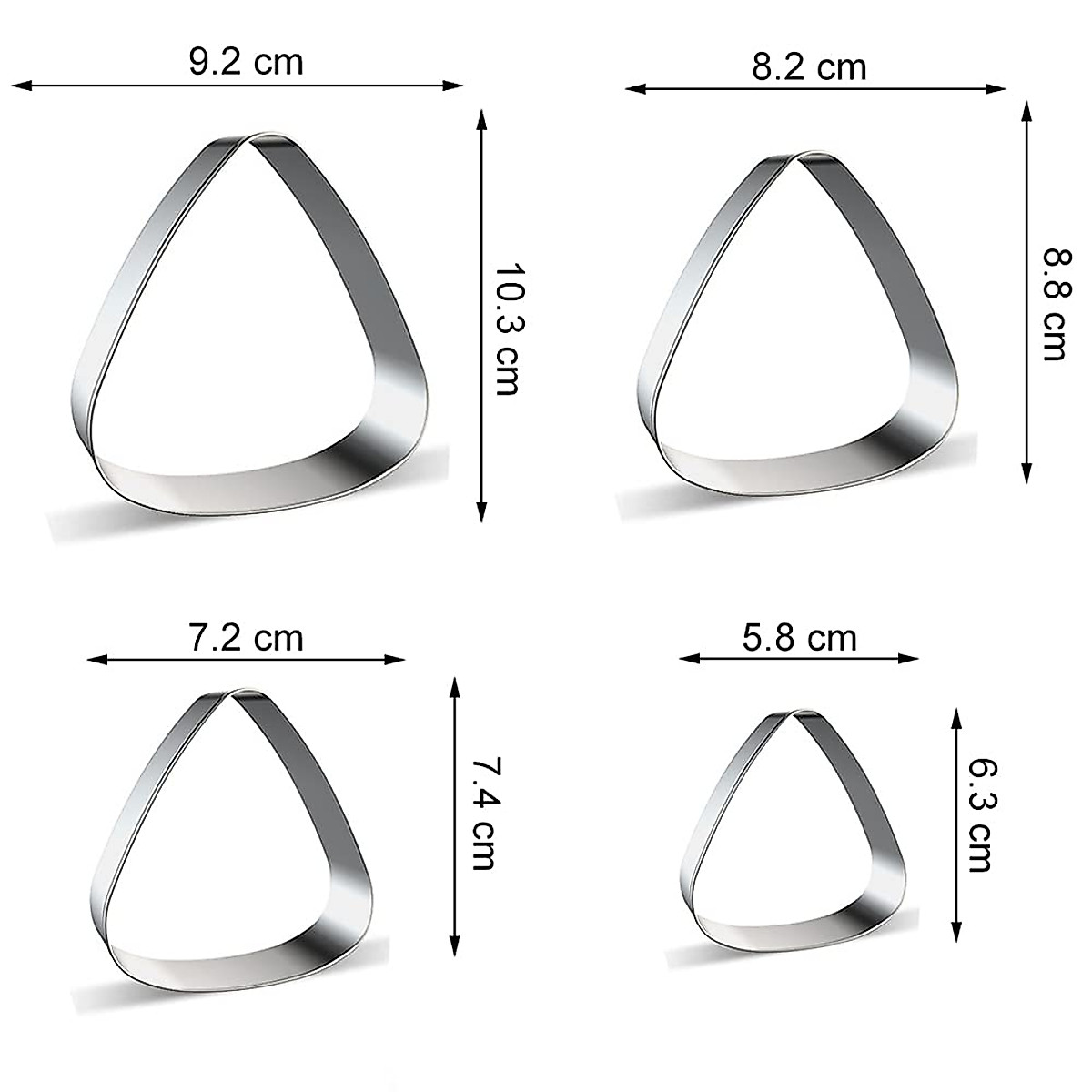 Candy Corn Cookie Cutters Set - 4 Pieces Metal Candy Corn Shapes Fondant Cookie Cutter Biscuit Molds for Fall/Autumn Halloween and Thanksgiving Party Decorations - Stainless Steel Large Small Mini B