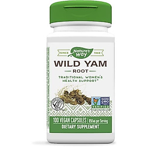 Nature's Way Wild Yam Root, Traditional Women's Health and Gastrointestinal Support*, 850 mg per serving, 100 Vegan Capsules