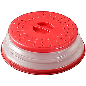 Collapsible Microwave Food Plate Cover,Vented,BPA Free Food Grade Silicone Lid-Red