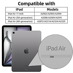 Mastten Compatible with New iPad Air 11 inch Case M2 2024, for iPad Air 6th/5th/4th Generation Case 10.9 inch with Pencil Holder 2024/2022/2020, Auto Wake/Sleep, Slim Clear Back Shell, Lavender Purple