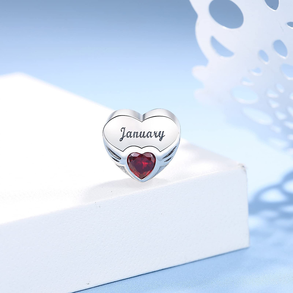 Birthstone Charm fit Pandora Charms Bracelets Angel Wing Bead Charms for Bracelets and Necklaces Birthday Gifts