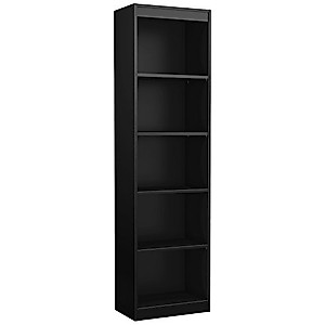 South Shore Axess 5-Shelf Narrow Bookcase, Pure Black, 7270758